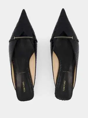 TOM FORD Julianne Pointed Toe Mules - Black