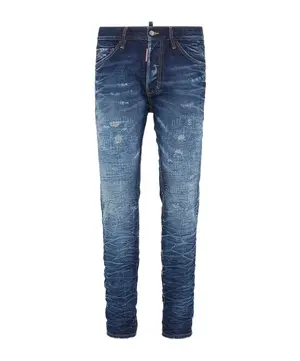 Dsquared2 Slim Fit Straight Leg Jeans With Distressed Finish - Blue