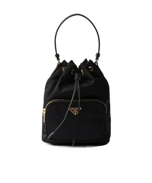 Prada Re-nylon Triangle-logo Drawstring Bucket Bag - Black
