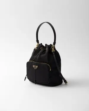 Prada Re-nylon Triangle-logo Drawstring Bucket Bag - Black