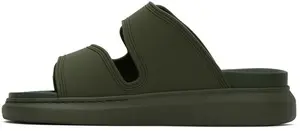 Alexander McQueen Logo Embossed Slides - Green