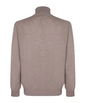 Soft Goat High-neck Zip-up Cardigan - Beige