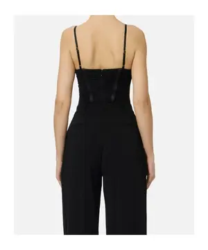 Elisabetta Franchi Embellished Strap Bodysuit - Black