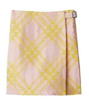 Burberry Burberry Checked Pleated Mini Skirt Nude