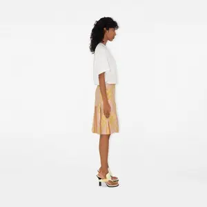 Burberry Checked Pleated Mini Skirt - Nude