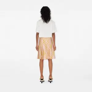 Burberry Checked Pleated Mini Skirt - Nude