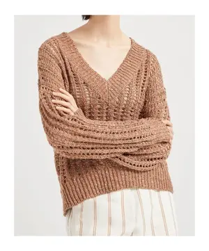 Brunello Cucinelli V-neck Drop Shoulder Jumper With Sequin Accents