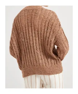 Brunello Cucinelli V-neck Drop Shoulder Jumper With Sequin Accents