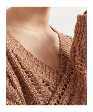 Brunello Cucinelli V-neck Drop Shoulder Jumper With Sequin Accents