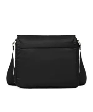 Prada Logo Plaque Zipped Shoulder Bag - Black