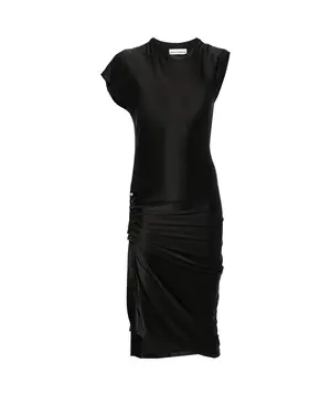 Rabanne Gathered Satin Midi Dress