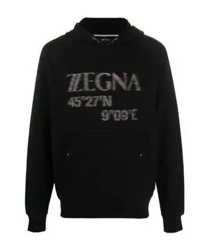 Zegna Logo Printed Hooded Sweater