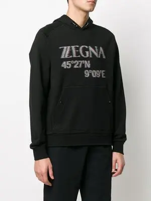Zegna Logo Printed Hooded Sweater