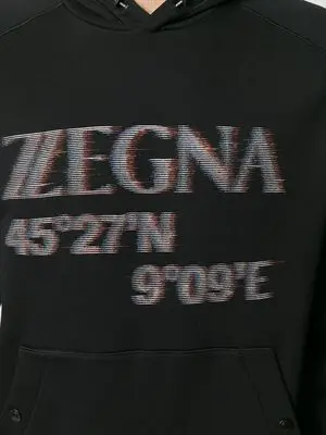 Zegna Logo Printed Hooded Sweater