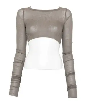 Rick Owens Cropped Long Sleeve T-shirt - Gray