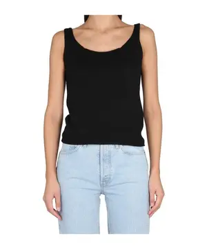 Aspesi Scoop Neck Ribbed Knit Sleeveless Top