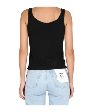 Aspesi Scoop Neck Ribbed Knit Sleeveless Top