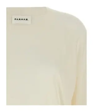 P.a.r.o.s.h Crewneck Knitted Jumper With Ribbed Detailing - White