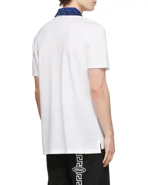 Versace Intarsia-knit Logo Straight Hem Polo Shirt