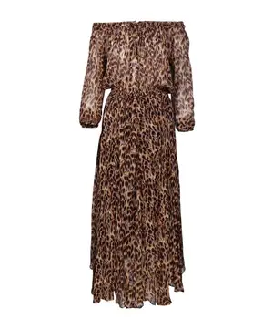 Isabel Marant Étoile Off-the-shoulder Leopard Print Maxi Dress - Brown