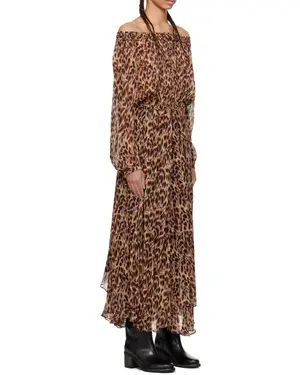 Isabel Marant Étoile Off-the-shoulder Leopard Print Maxi Dress