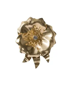 Miu Miu Floral Brooch With Crystal Embellishment - Gold