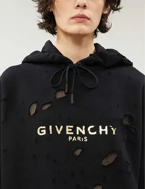 Givenchy Distressed Logo-print Cotton Hoodie