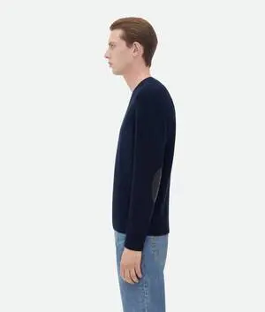 Bottega Veneta Intrecciato Leather Patch Jumper - Black