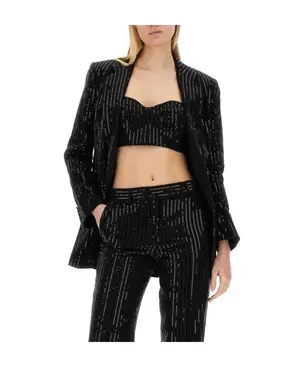 Michael Kors Crepe Pinstripe Cropped Vest