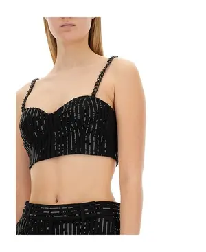Michael Kors Crepe Pinstripe Cropped Vest