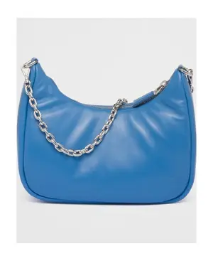 Prada Logo Plaque Chain Shoulder Bag - Light Blue