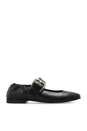 Bottega Veneta Crinkled Astaire Flats With Buckle