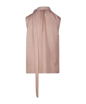 Givenchy Sleeveless Draped High Collar Top With Ribbon Detail