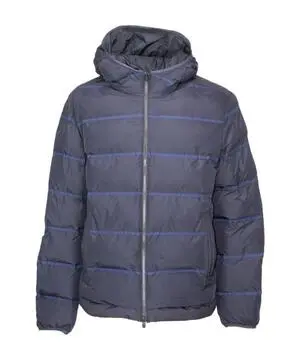 Zegna Striped Padded Down Jacket With Hood - Gray