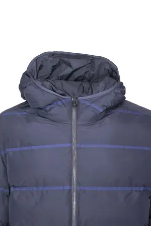 Zegna Striped Padded Down Jacket With Hood - Gray