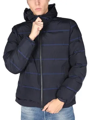 Zegna Striped Padded Down Jacket With Hood