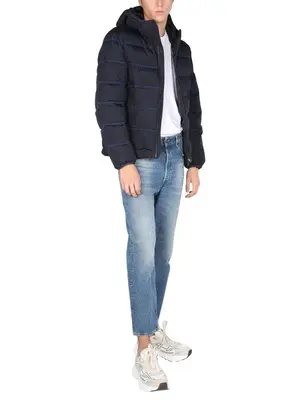 Zegna Striped Padded Down Jacket With Hood