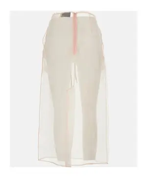 Simone Rocha Transparent Midi Skirt With Drawstring And Frayed Hem - White