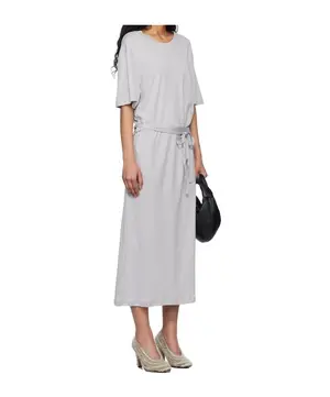 LEMAIRE Belted Crewneck T-shirt Dress - White