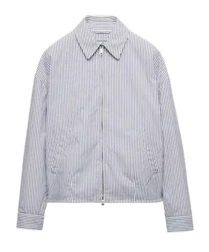 Prada Striped Poplin Blouson Jacket - White/blue
