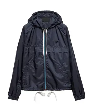 Prada Re-nylon Zip-up Hooded Jacket - Blue