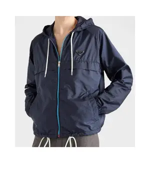 Prada Logo Plaque Zip-up Hooded Jacket