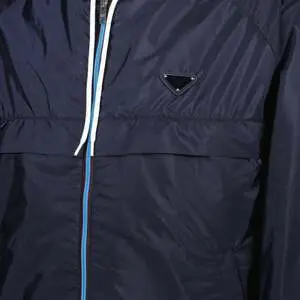 Prada Logo Plaque Zip-up Hooded Jacket