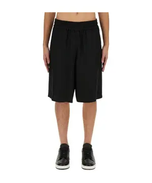 Moschino Patch Wide-leg Crepe Shorts - Black