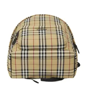 Burberry Check Pattern Zipped Backpack - Nude