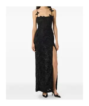 Blumarine Spaghetti Strap Butterfly Embellished Gown