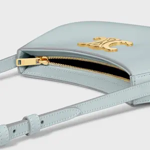 Celine Medium Tilly Bag In Shiny Calfskin - Ice Blue