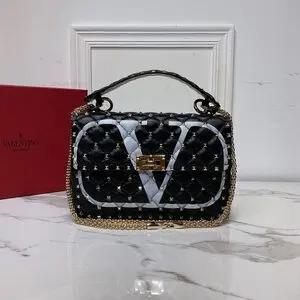 Valentino Garavani Small Rockstud Spike Shoulder Bag - Black