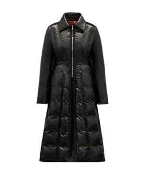 Moncler Long Down Jacket With Zippered Front And Classic Collar