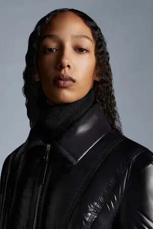Moncler Long Down Jacket With Zippered Front And Classic Collar